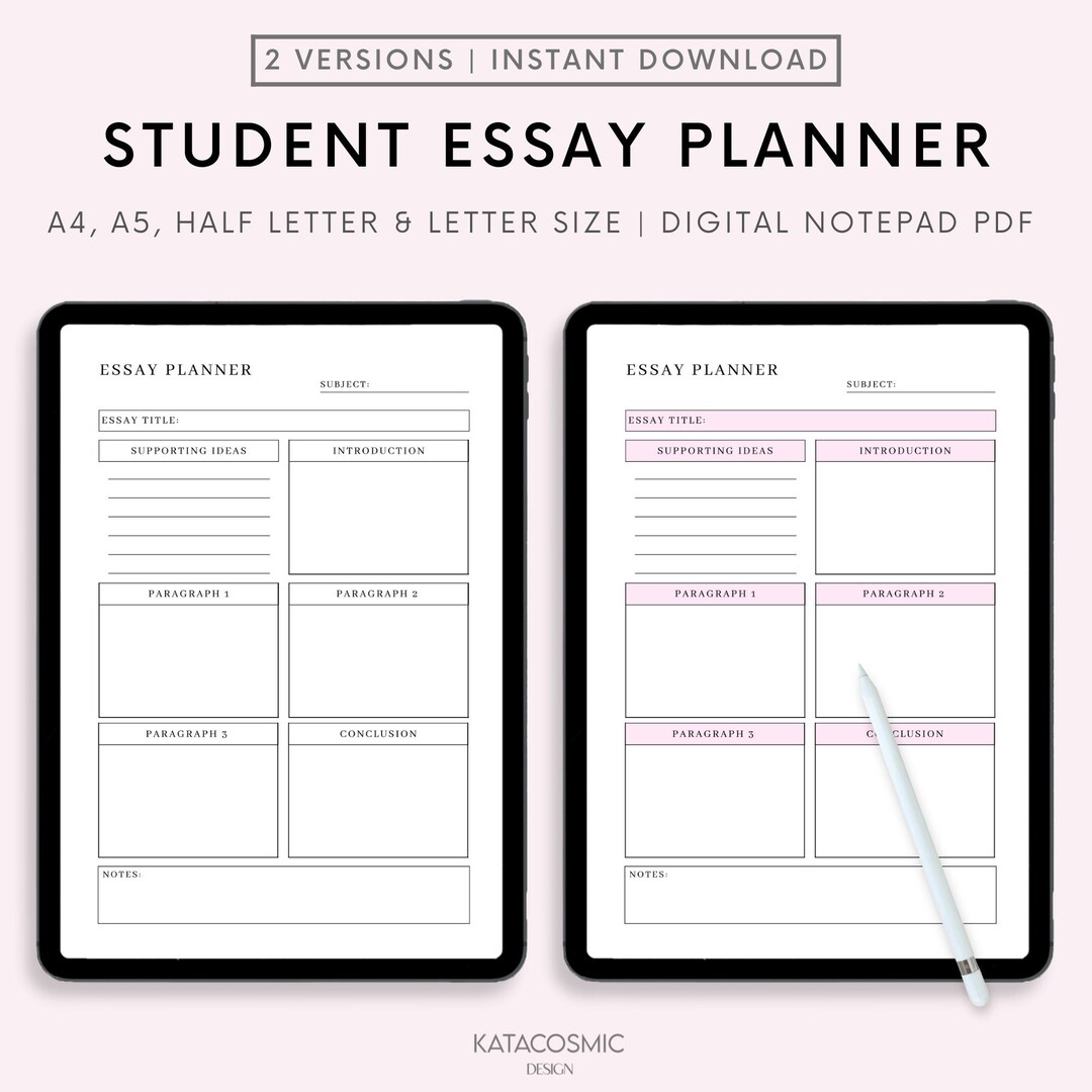 Simple Essay Planner Printable Set, Student Essay Writing Template, Essay Plan Template Digital ...