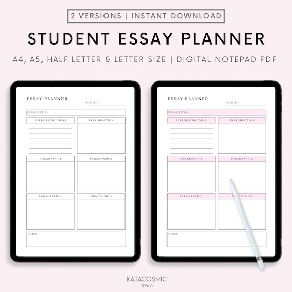 Simple Essay Planner Printable Set Student Essay Writing - Etsy