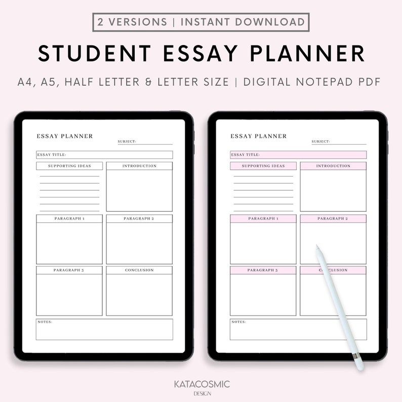 Simple Essay Planner Printable Set Student Essay Writing - Etsy
