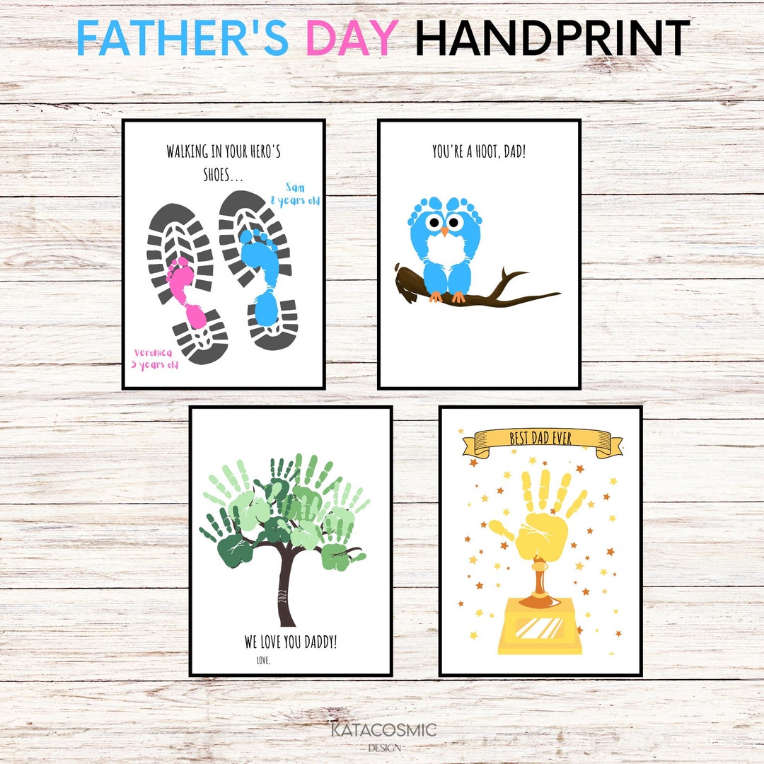 Fathers Day Handprint Keepsake Art Gift for Dad, Fathers Day Craft ...
