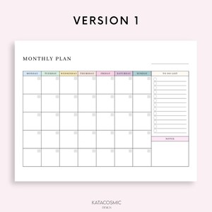 Monthly Planner Goodnotes Template, Undated Monthly Planner, Monthly ...