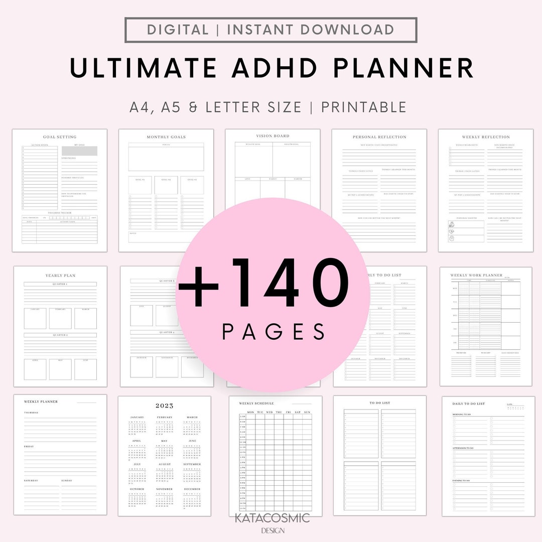 ADHD Planner Adult, ADHD Planner Printable, ADHD Productivity Planner ...