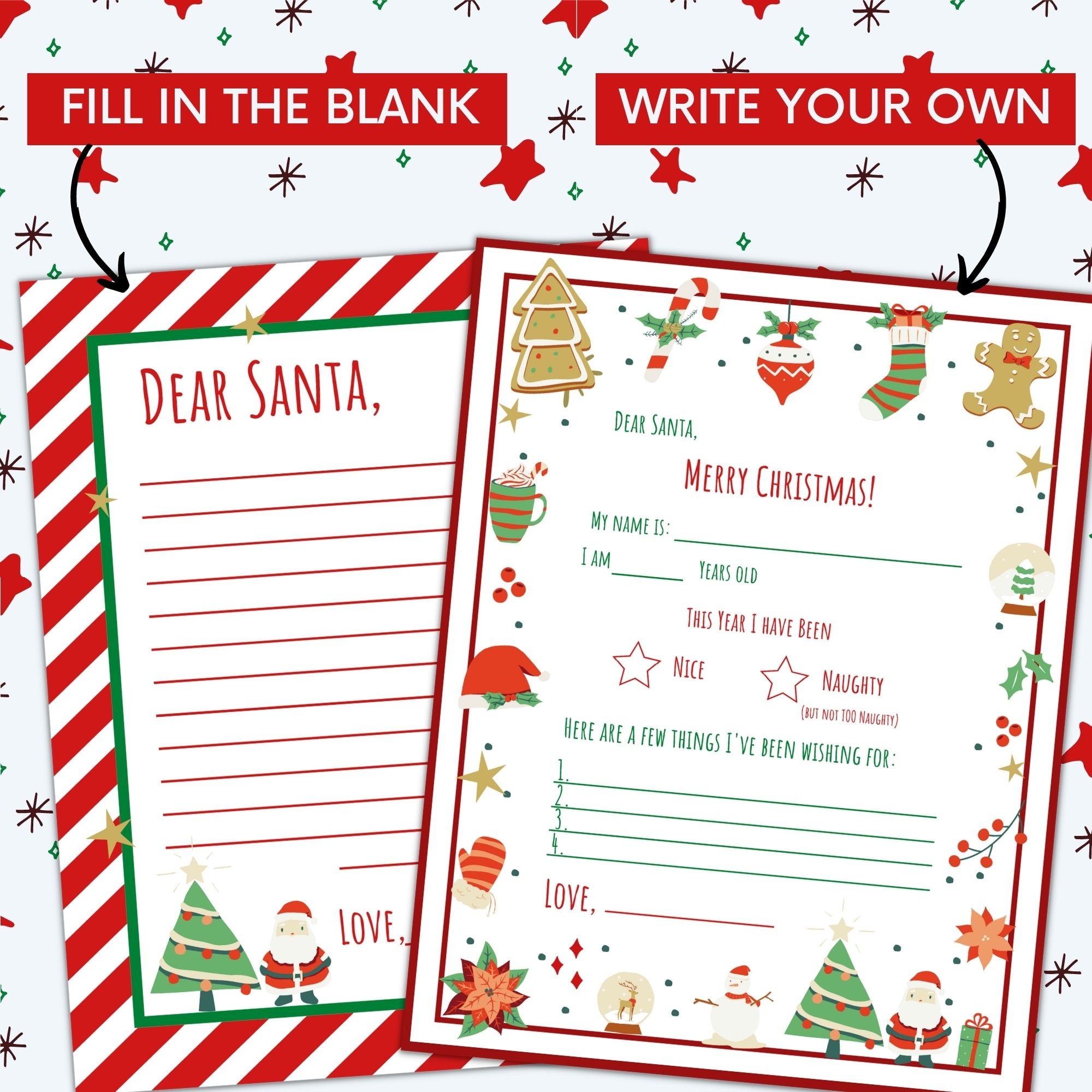 Printable Letter to Santa Claus, Dear Santa Letter Template, Santa ...