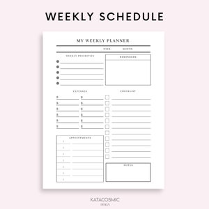 Week at a Glance Printable, Undated Weekly Planner Template, Week ...