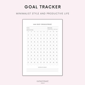 100 Day Challenge, Goal Setting, Goal Progress Tracker, Habit Forming ...