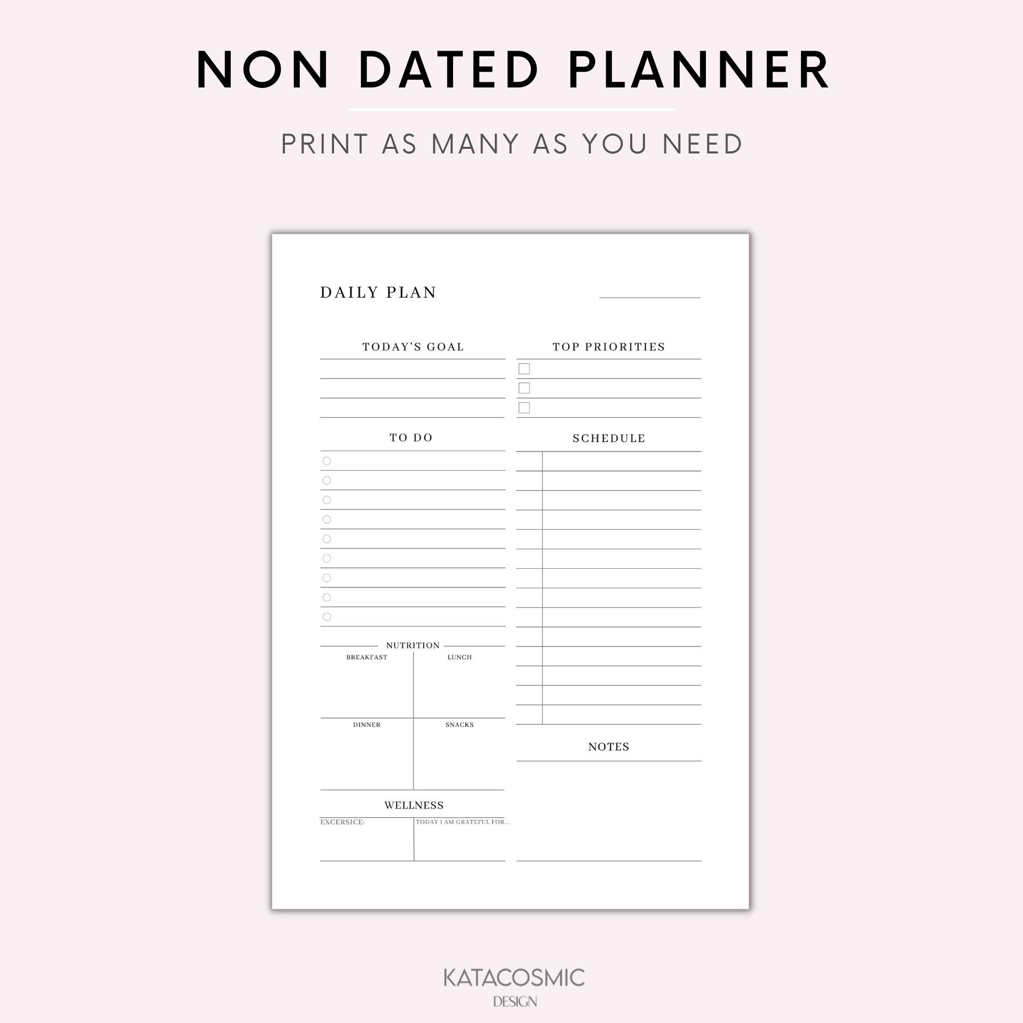 Undated Daily Planner Printable Productivity Planner Daily | Etsy
