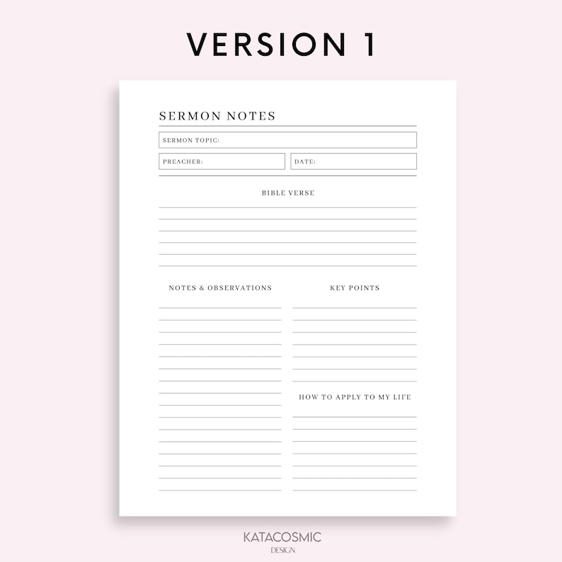 Printable Sermon Notes Print at Home Faith Planner Scripture - Etsy