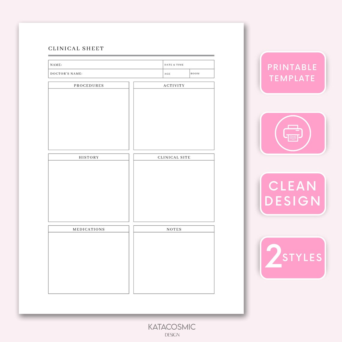 Printable Nursing Clinical Sheet, Nurse Clinical Overview, Nurse Report ...