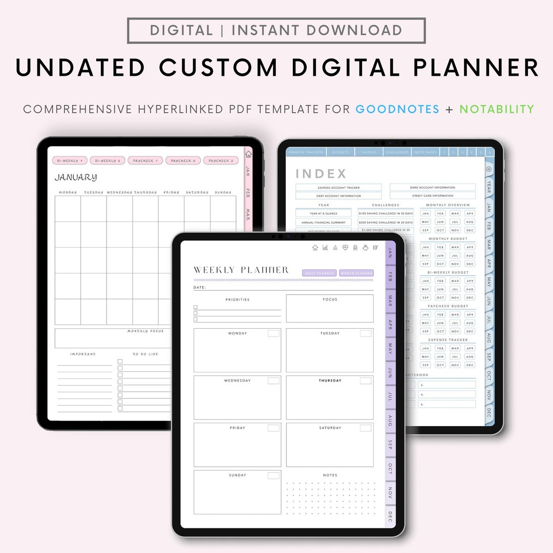 Custom Digital Planner, Goodnotes Planner, iPad Planner, Notability ...