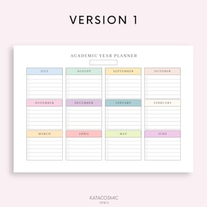 Academic Year Planner Template Printable Calendar Landscape, Homeschool ...