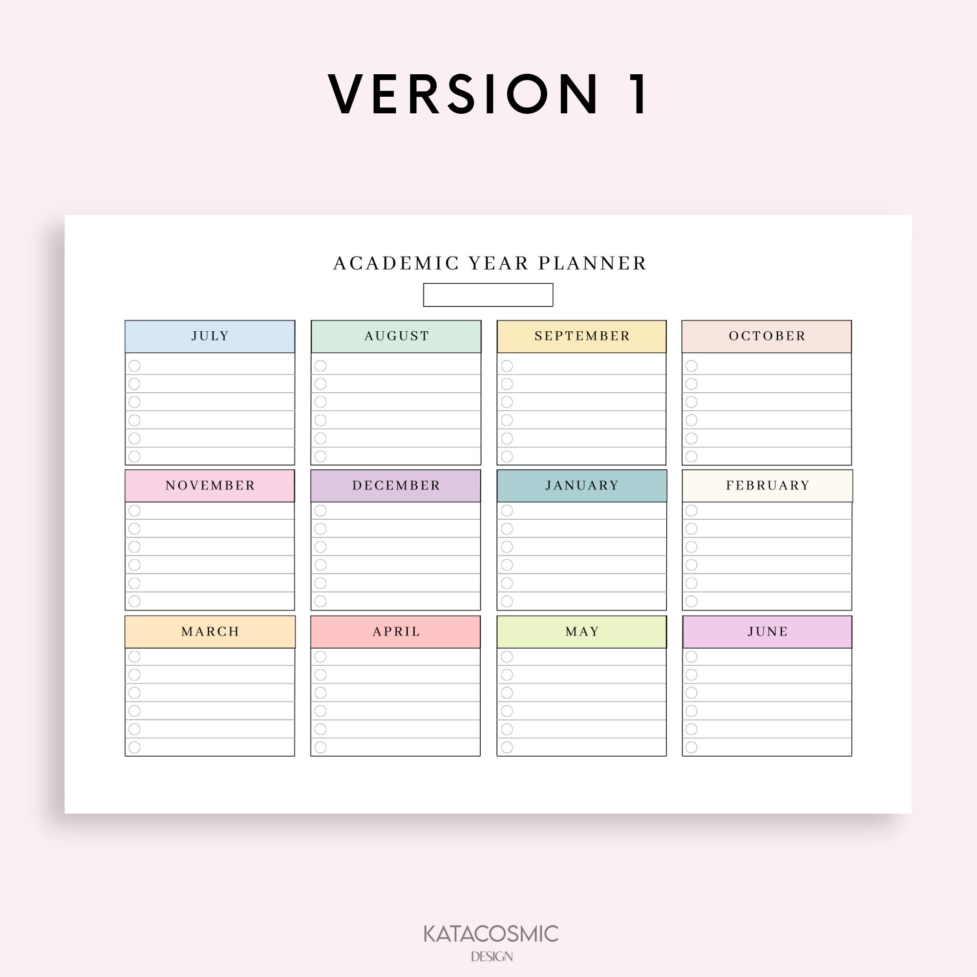 Academic Year Planner Template Printable Calendar Landscape - Etsy ...