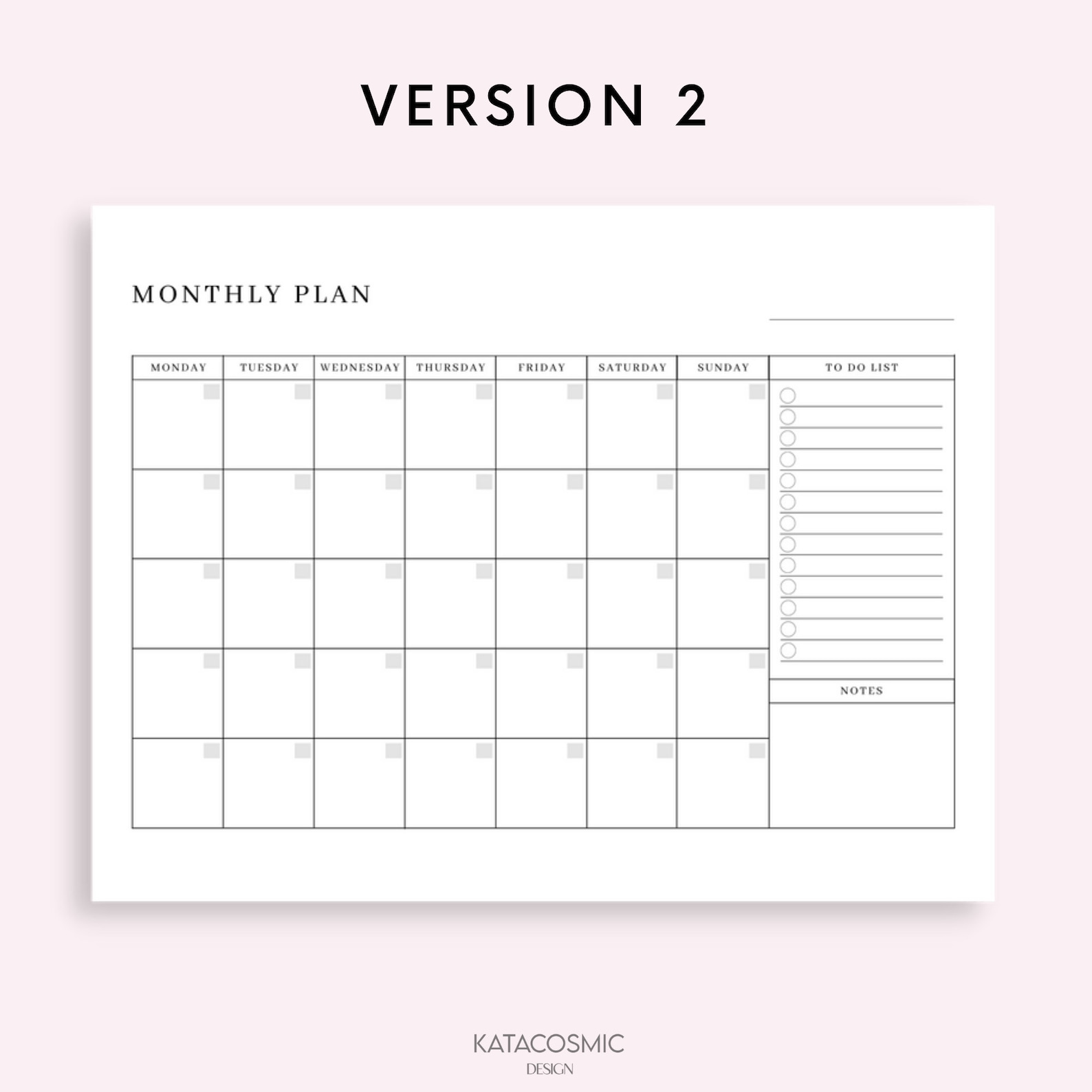 Monthly Planner Goodnotes Template, Undated Monthly Planner, Monthly ...