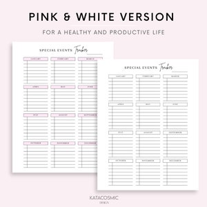 Yearly Important Dates Tracker Printable, Fillable Important Dates ...