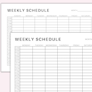 Hourly Weekly Schedule Landscape, Weekly Planner Printable, Week at a ...