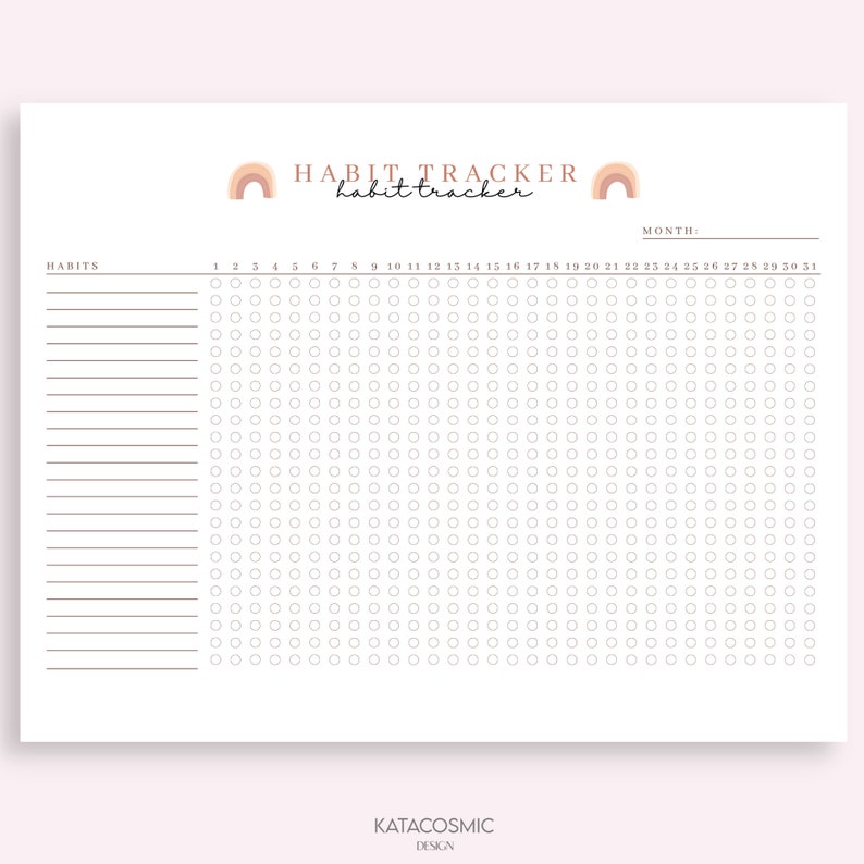 Monthly Habit Tracker Printable Landscape Habit Tracker - Etsy