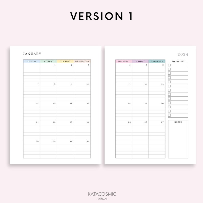 2024 Monthly Lined Calendar Printable Dated Month on 2 Pages - Etsy