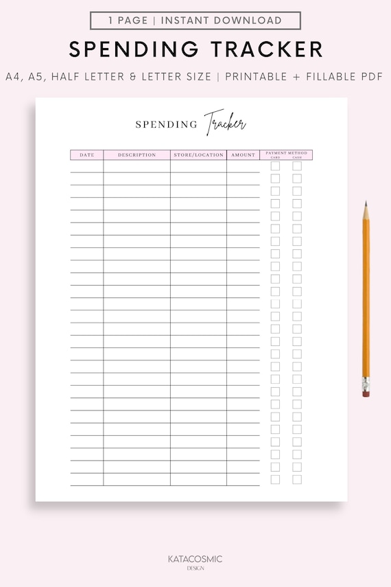 Expense Tracker Printable, Expense Tracking, Spending Log,, 47% OFF