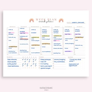 Hourly Weekly Schedule Landscape, Weekly Planner Printable, Week at a ...