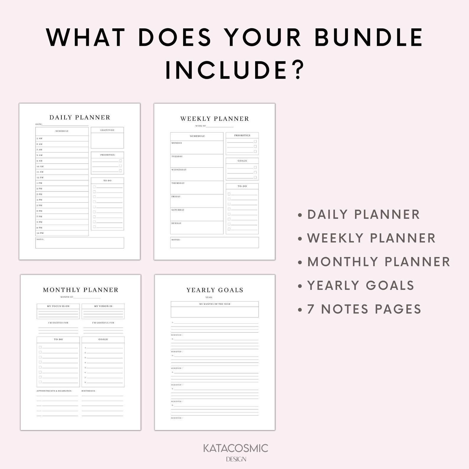 Planner Bundle Printable Daily Weekly Monthly Planner Bundle - Etsy