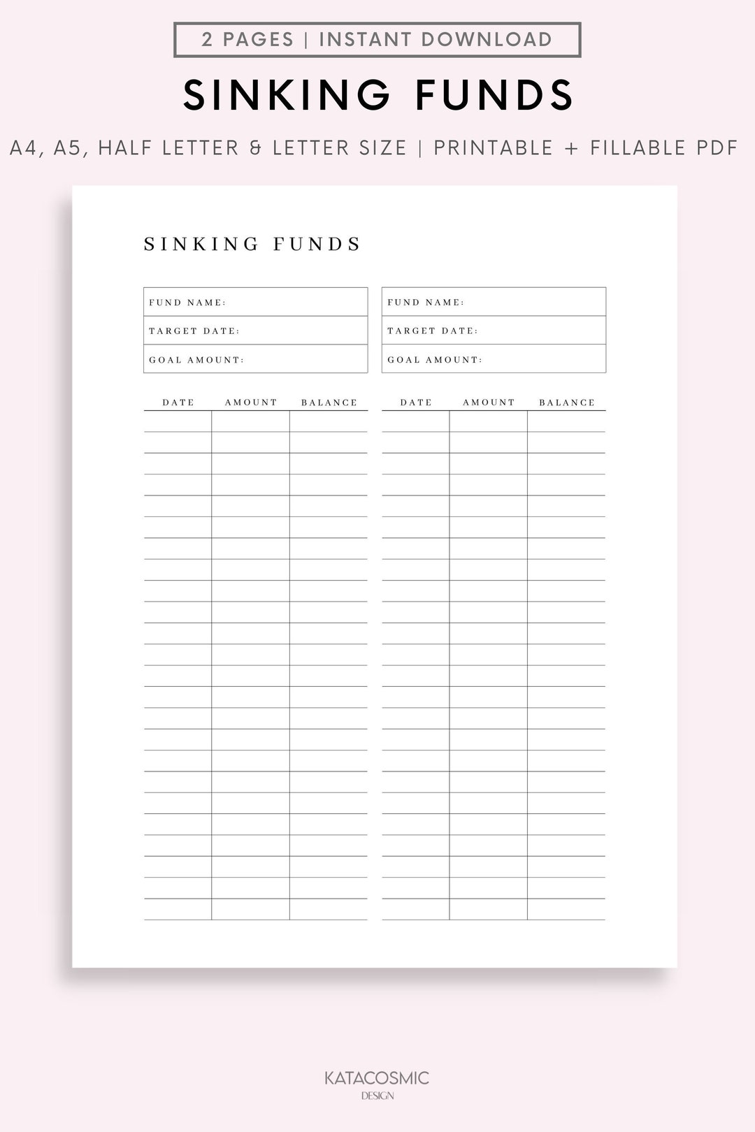 Sinking Funds Tracker | Sinking Funds Tracker Printable | Sinking Funds ...