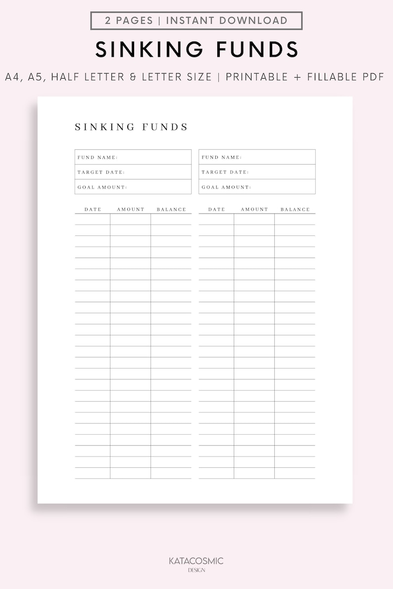 Sinking Funds Tracker | Sinking Funds Tracker Printable | Sinking Funds ...