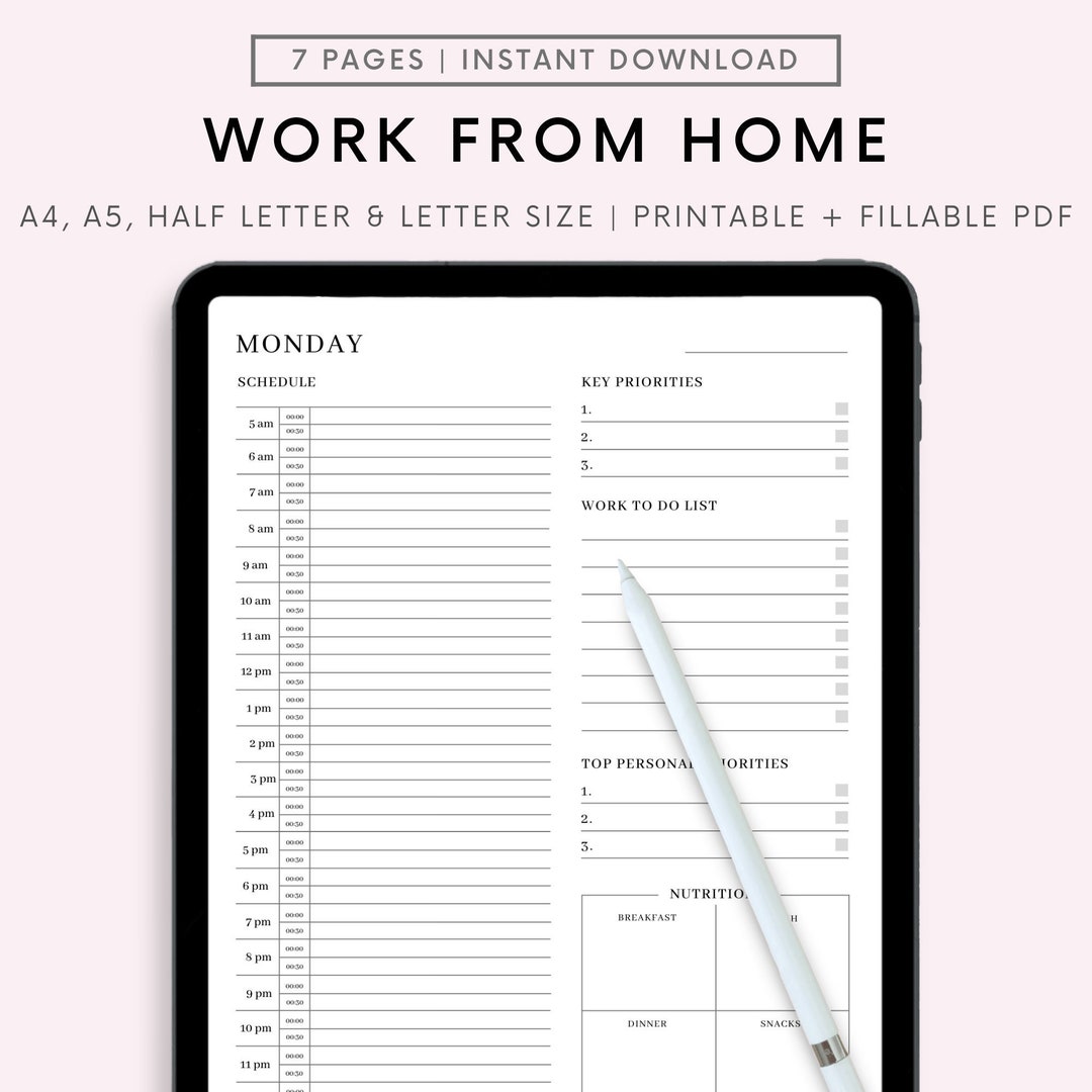 24 Hour Daily Planner Printable, Daily to Do List for Work / Personal ...