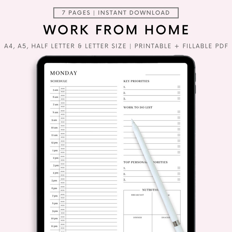 24 Hour Daily Planner Printable Daily to Do List for Work / - Etsy