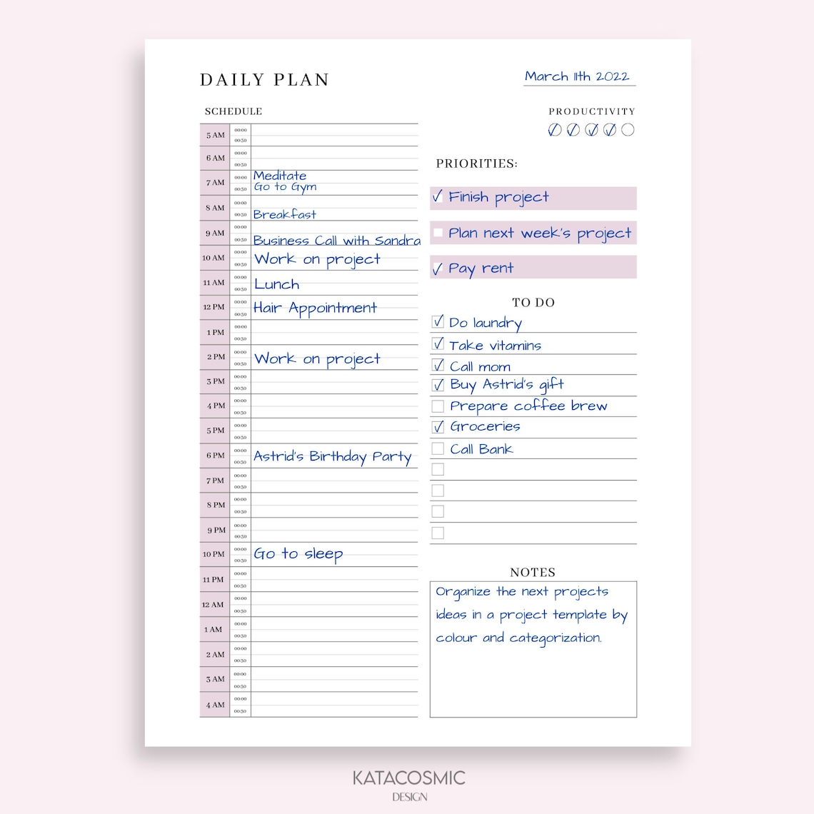 Digital Daily Planner for Goodnotes Blush Pink Half Hour - Etsy