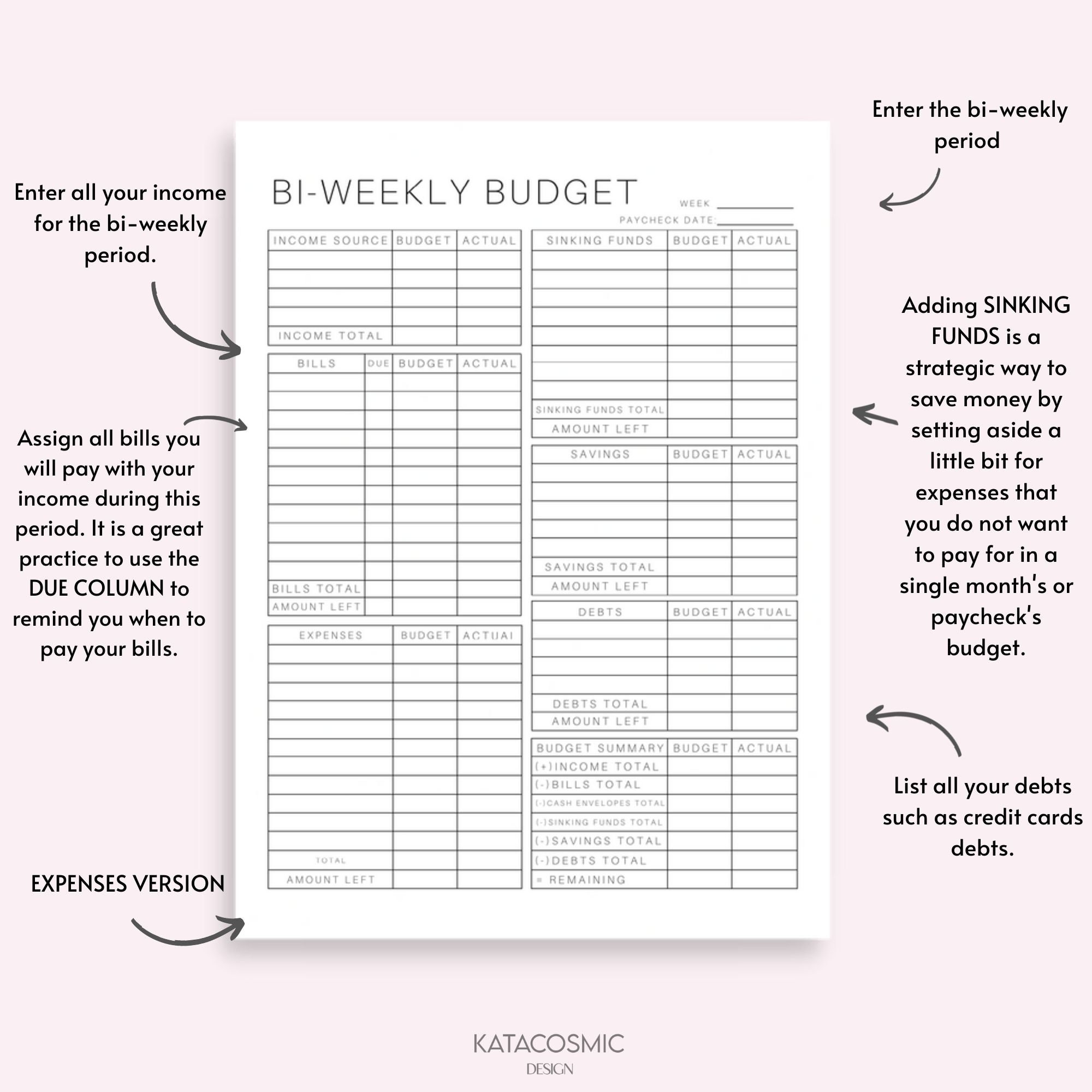 Budget by Paycheck Spreadsheet Bi-weekly Budget Spreadsheet | Etsy