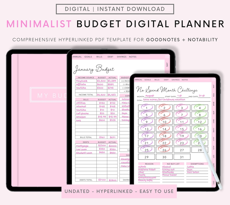 Digital Budget Planner Budget Template Monthly Budget - Etsy