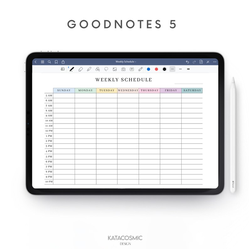 Hourly Weekly Schedule Landscape Weekly Planner Printable - Etsy