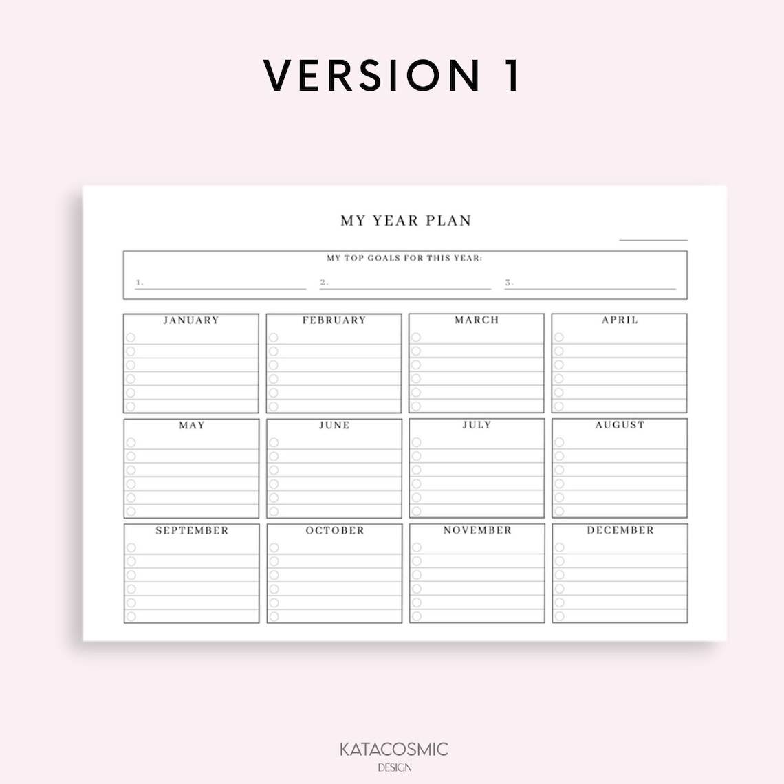 Yearly Tasks Printable Landscape Yearly to Do List - Etsy