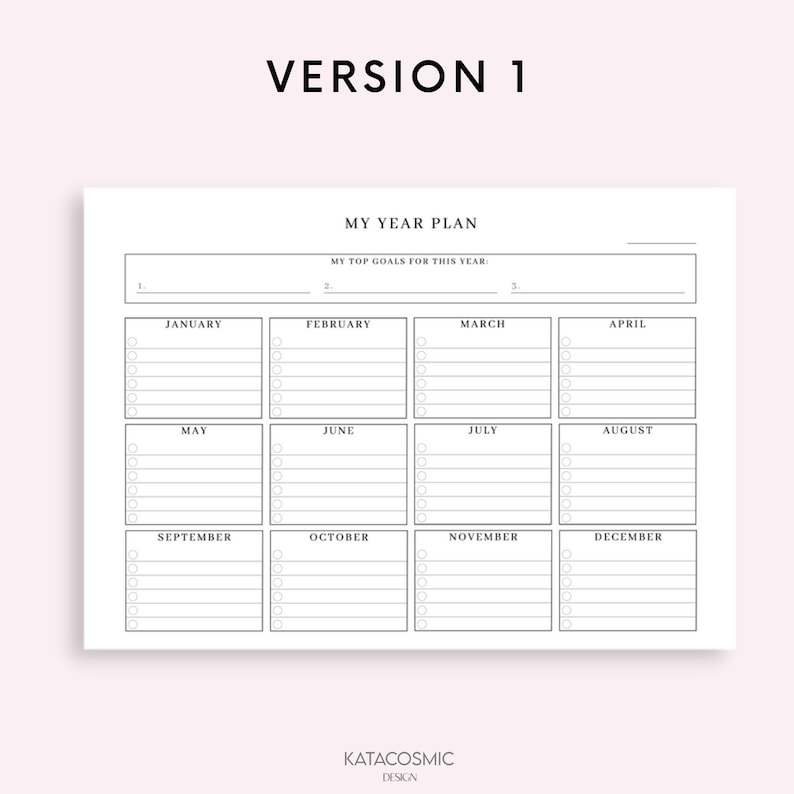 Yearly Tasks Printable Landscape, Yearly to Do List, Minimalist Yearly ...