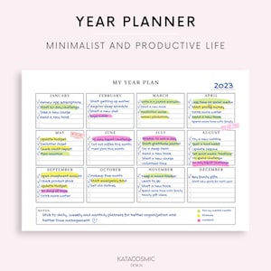 Yearly Tasks Printable Landscape, Yearly to Do List, Minimalist Yearly ...