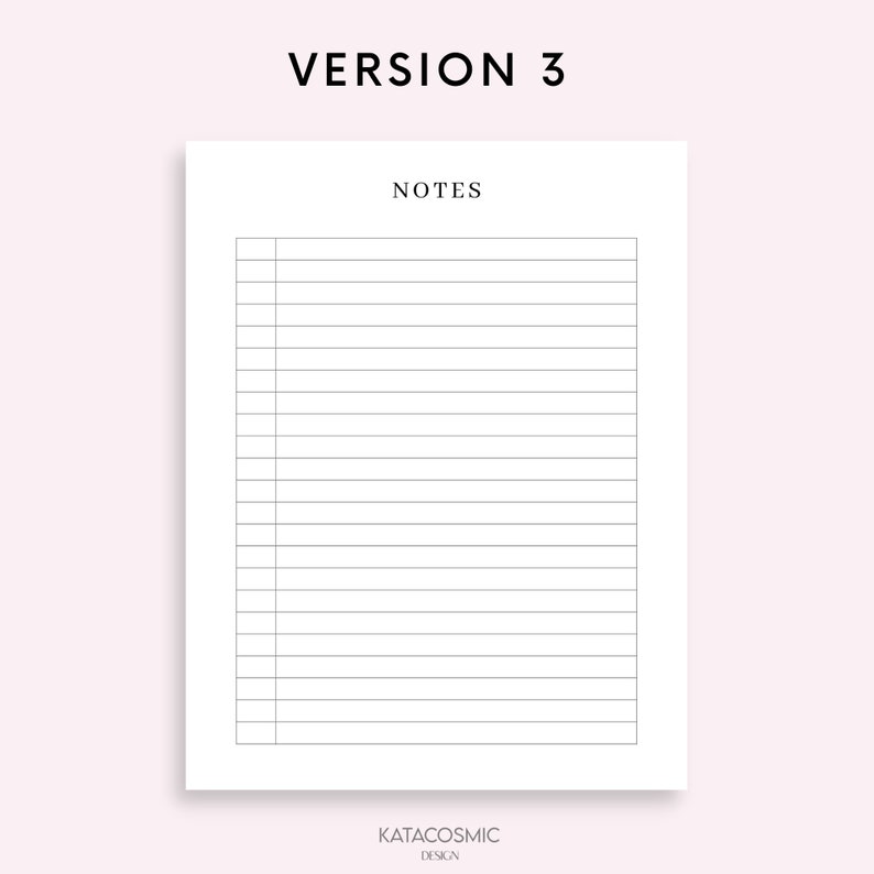 Notes Page Printable Lined Notes Template Note Taking - Etsy