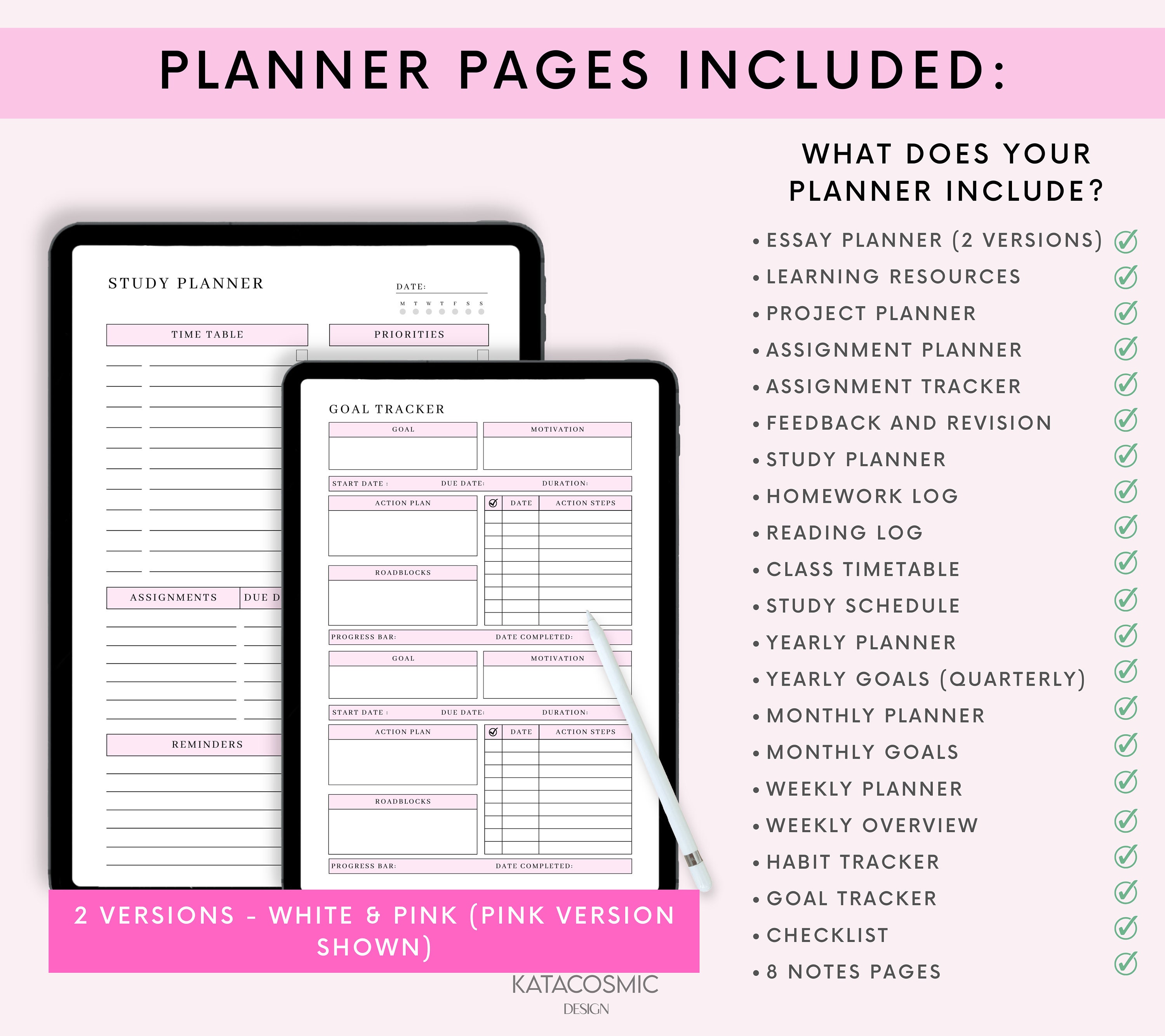Printable Student Planner| Academic Planner Printable| College Student ...