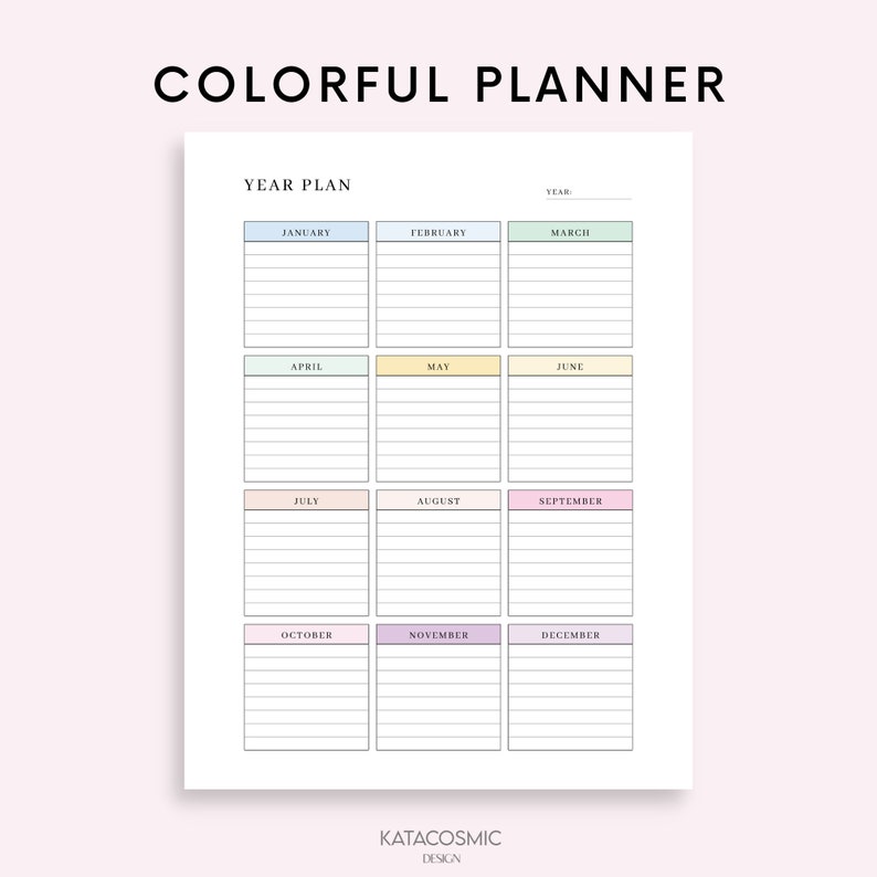 Editable Yearly Planner Printable Yearly Overview on One - Etsy