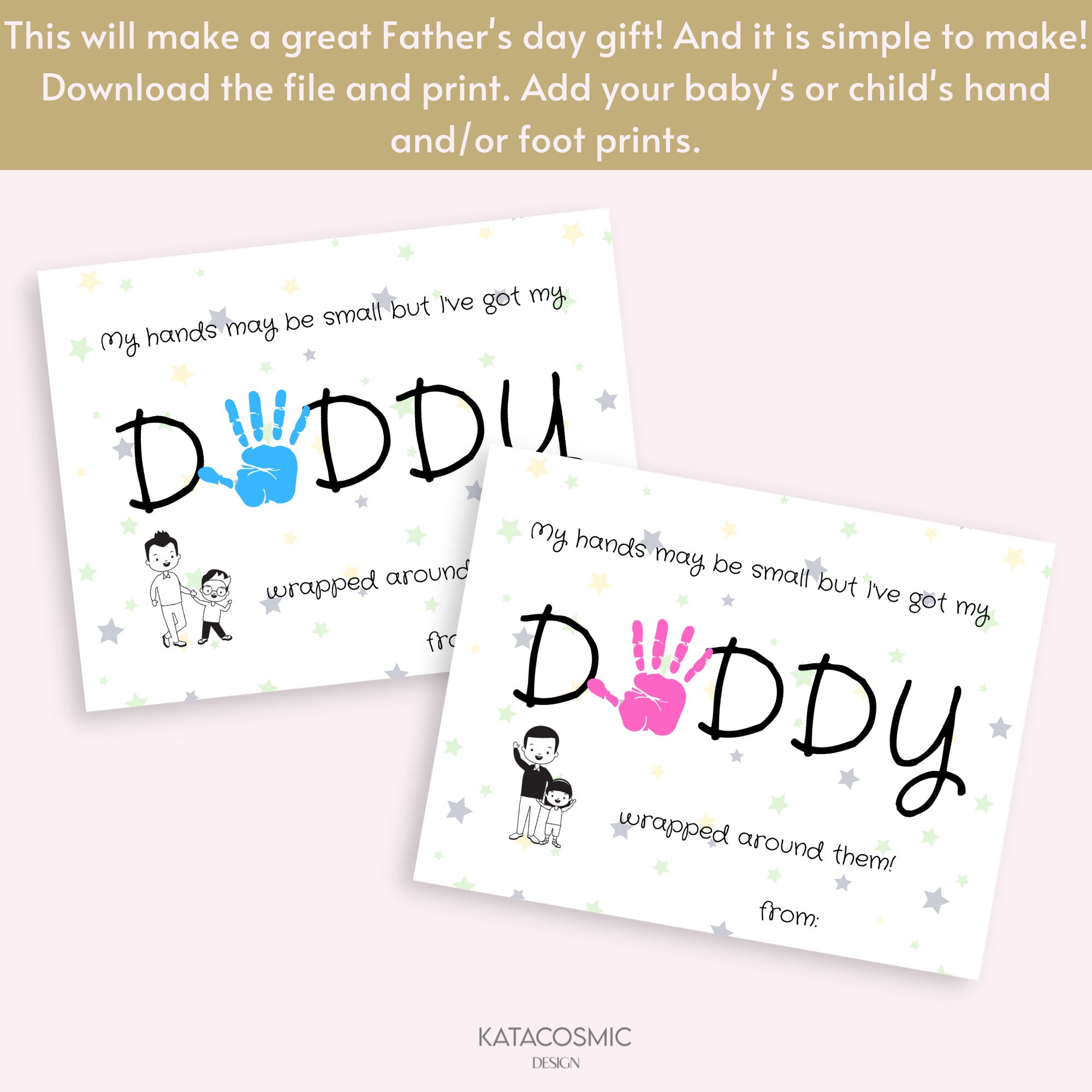 Handprint Art Craft / Daddy Dad / Small Fingers Wrapped Around / Father ...