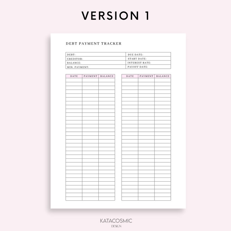 Debt Payment Tracker Printable Debt Tracker Printable Debt - Etsy