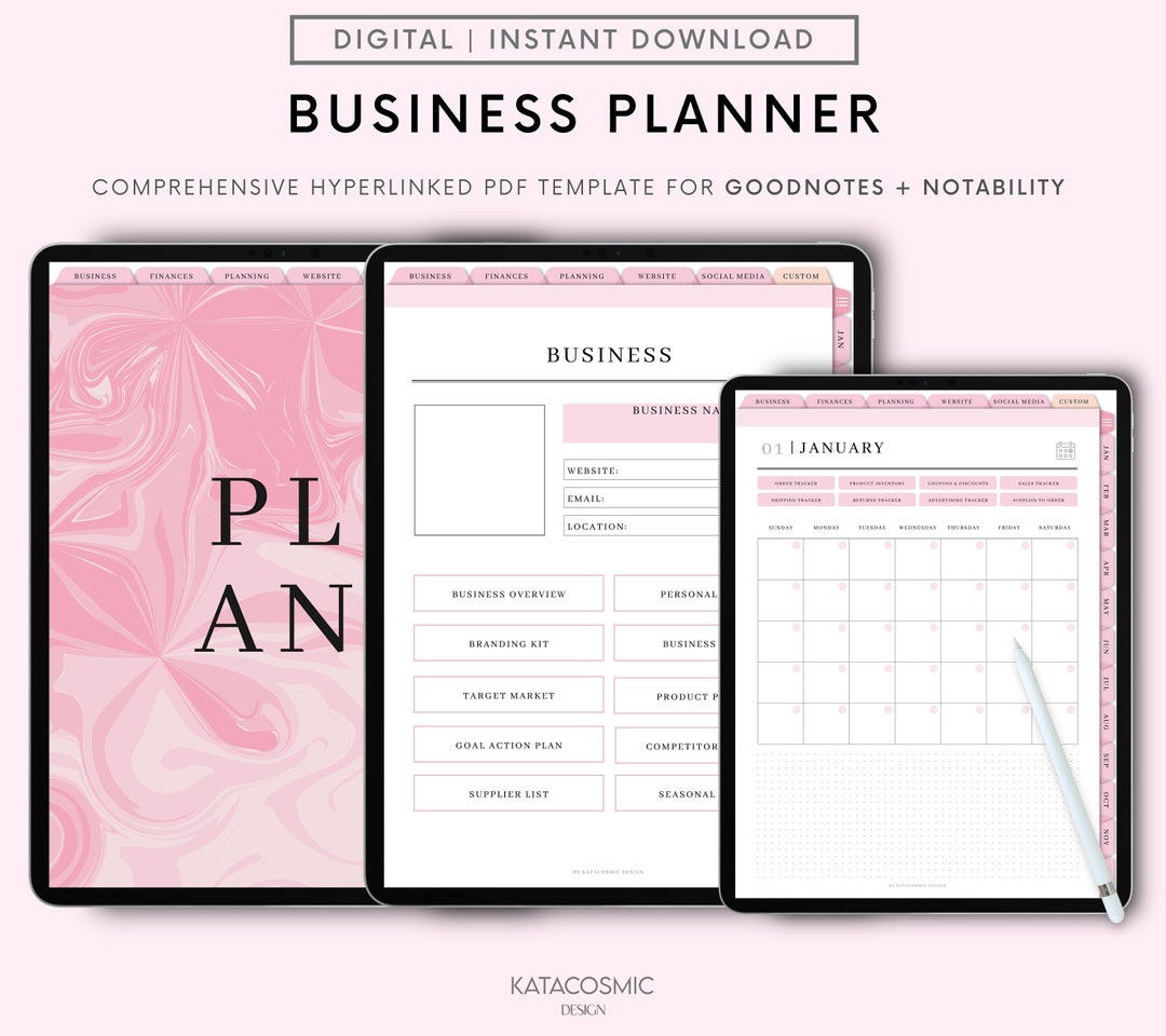 Digital Planner for Small Business, Undated Trackers, Social Media ...