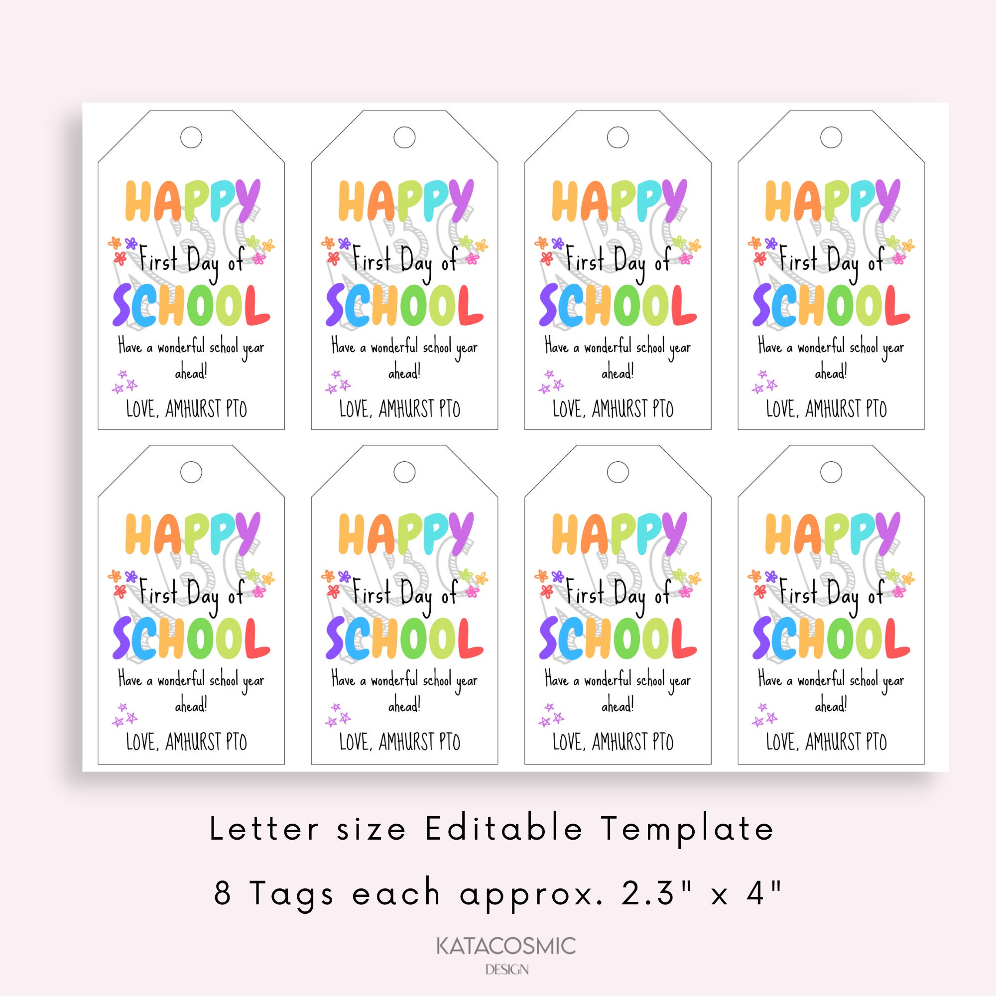 Happy First Day of School Gift Tags for Students, Teachers, Back to ...