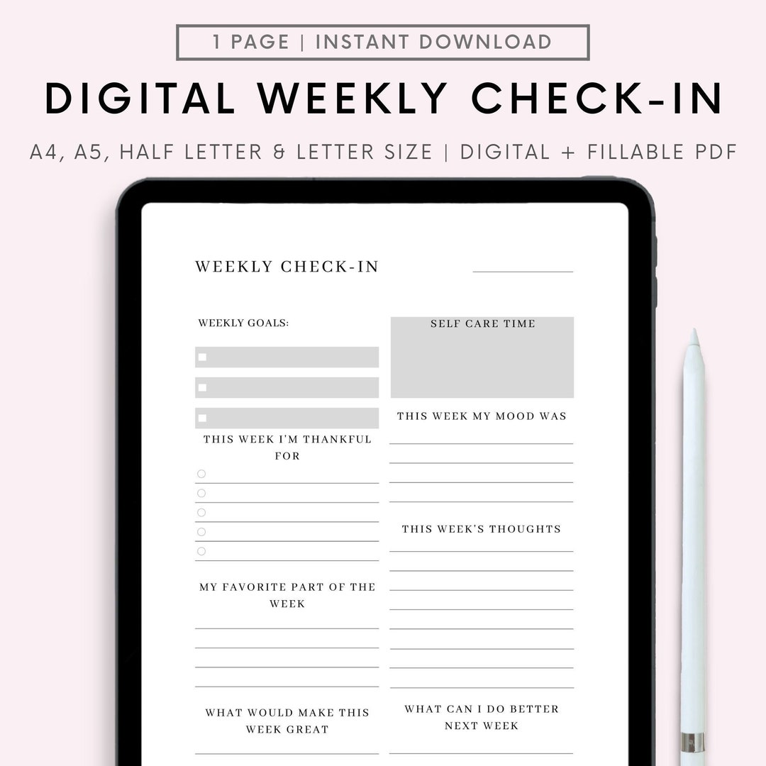 Digital Weekly Review, Weekly Reflection, Weekly Evaluation, Weekly ...