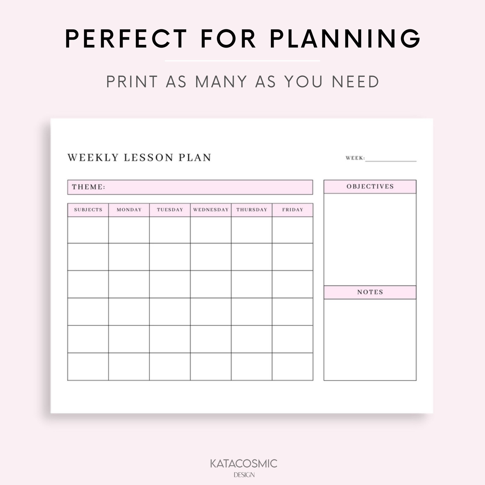 Weekly Lesson Plan Printable Editable Weekly School Schedule - Etsy