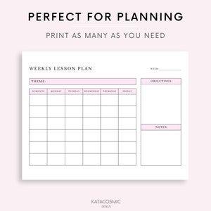 Weekly Lesson Plan Printable, Editable Weekly School Schedule, Simple ...
