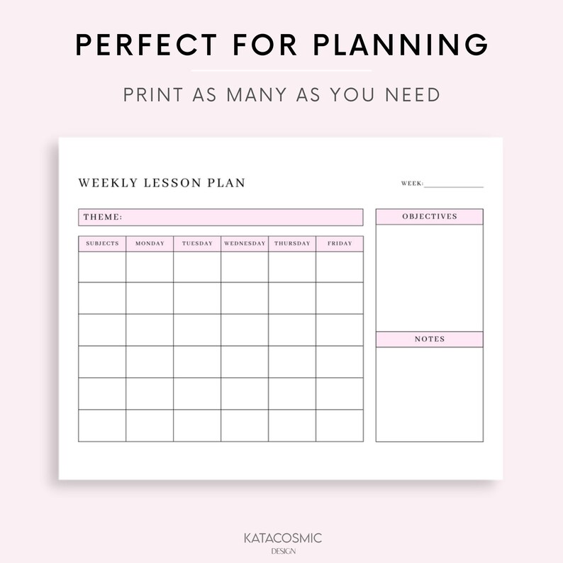 Weekly Lesson Plan Printable Editable Weekly School Schedule - Etsy