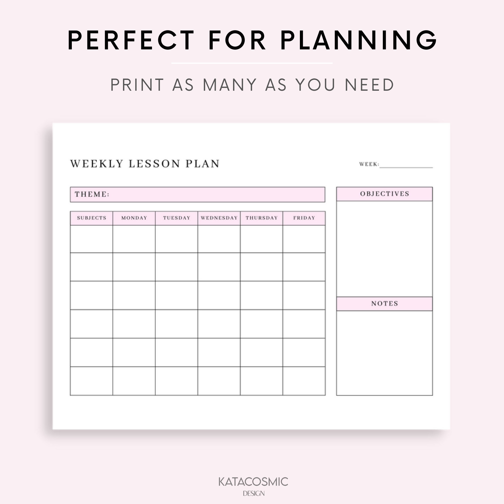 Weekly Lesson Plan Printable Editable Weekly School Schedule - Etsy