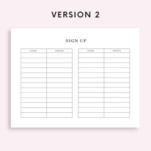 Minimalist Sign up Sheet, 3 Email Sign up Forms, PRINTABLE Sign Up ...