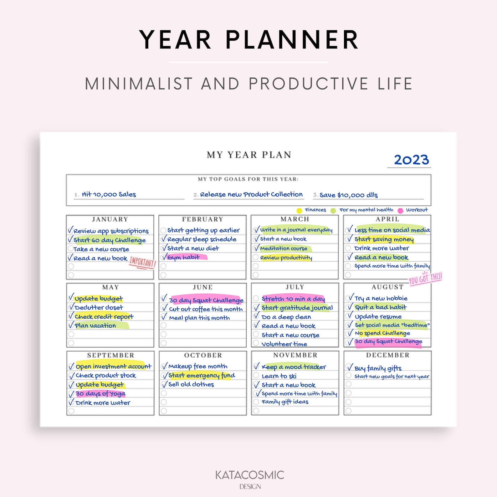 Yearly Tasks Printable Landscape Yearly to Do List - Etsy