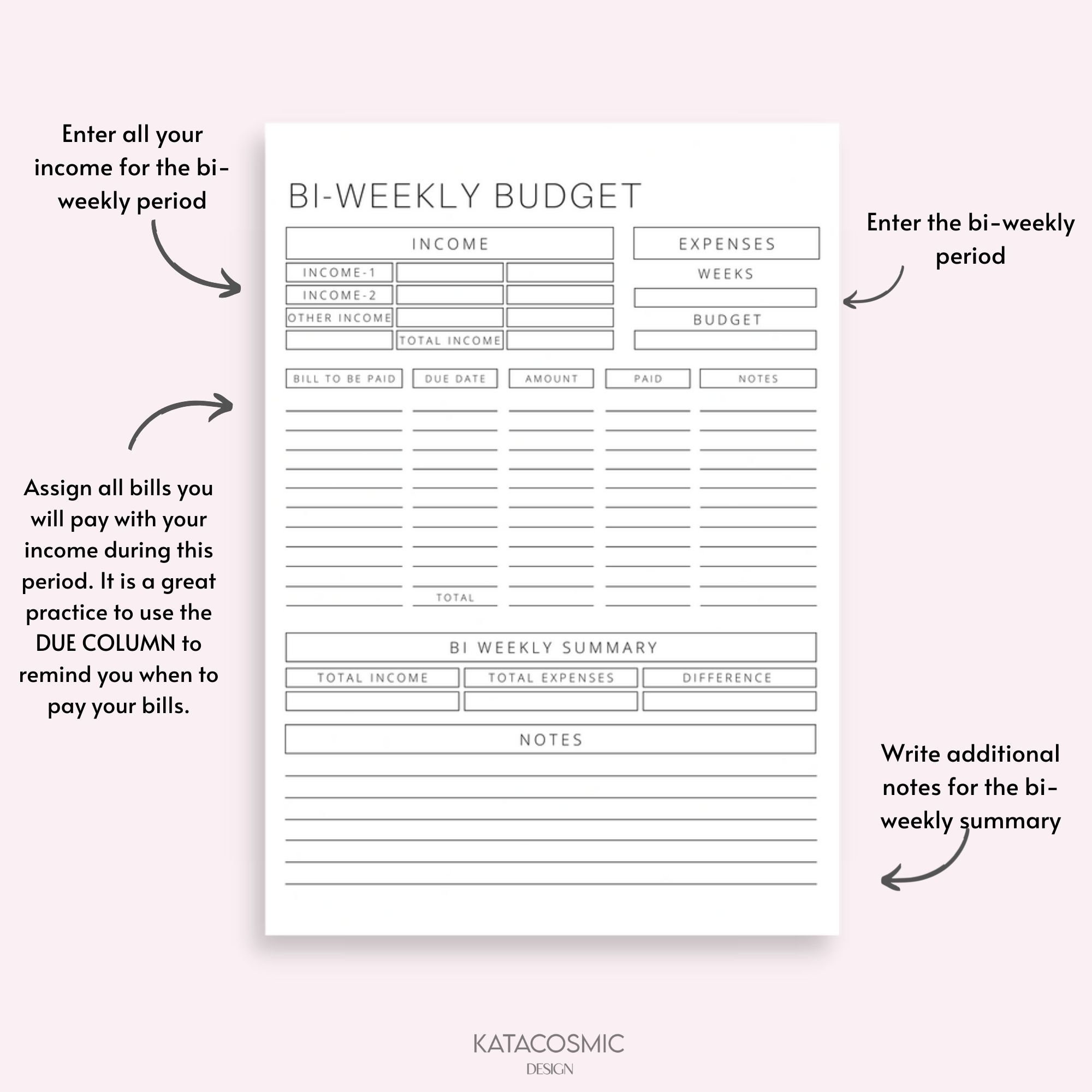 Budget by Paycheck Spreadsheet Bi-weekly Budget Spreadsheet | Etsy