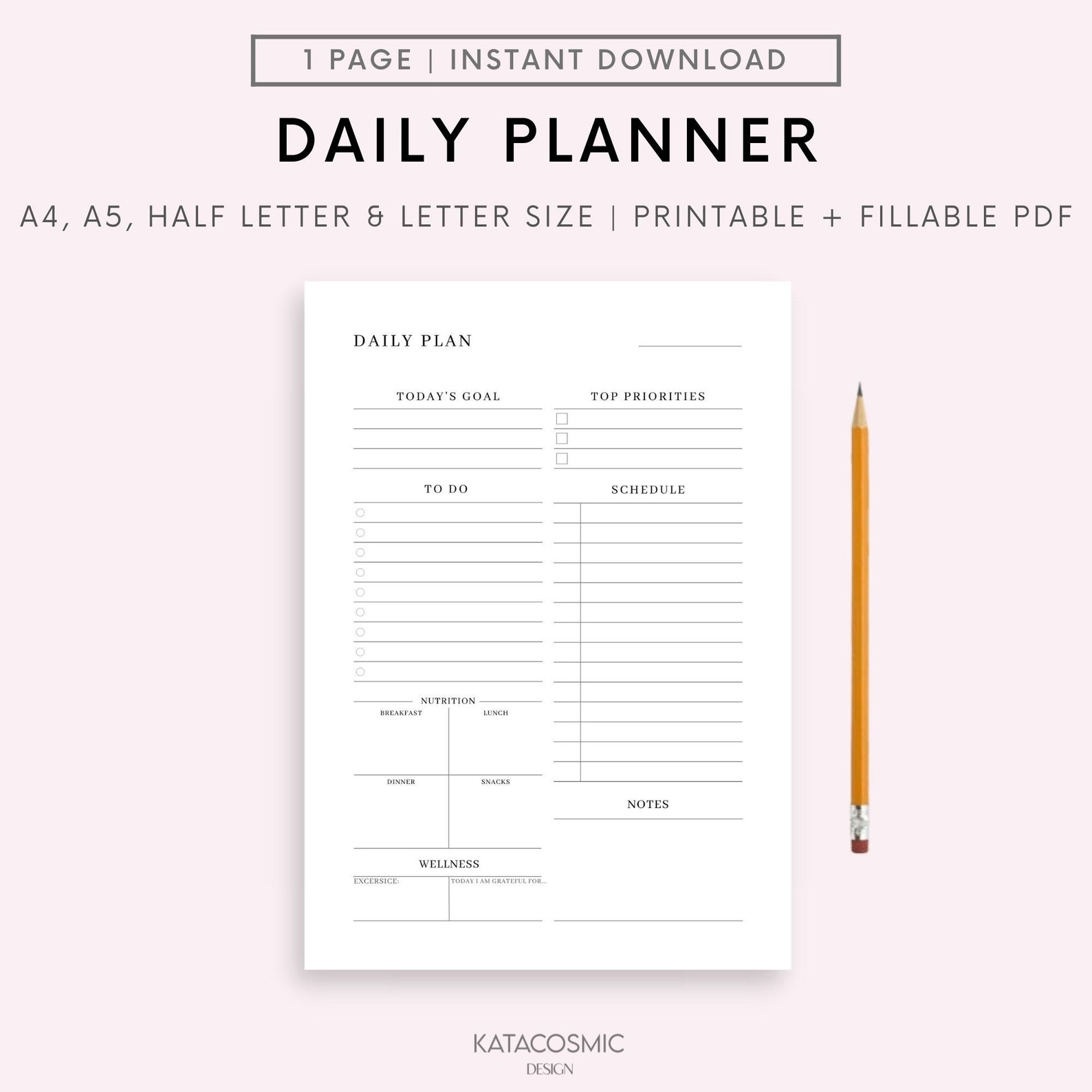 Undated Daily Planner Printable Productivity Planner Daily - Etsy